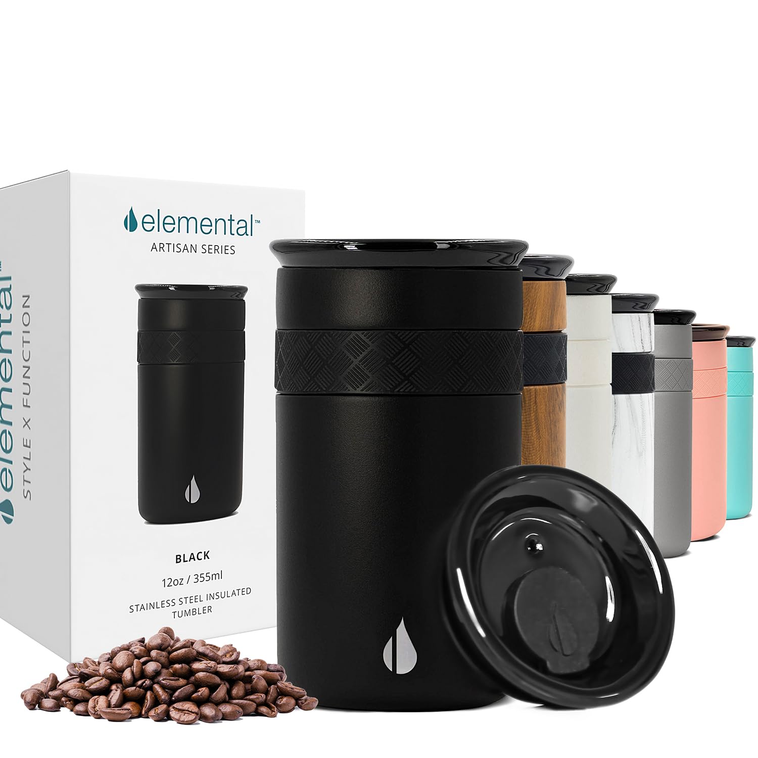 Elemental Artisan Insulated Tumbler, Triple Wall Coffee Travel Mug ...