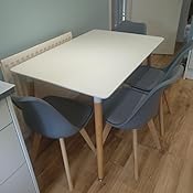 P&N Homewares® Lorenzo Dining Table and 4 Chairs Set Retro and Modern ...