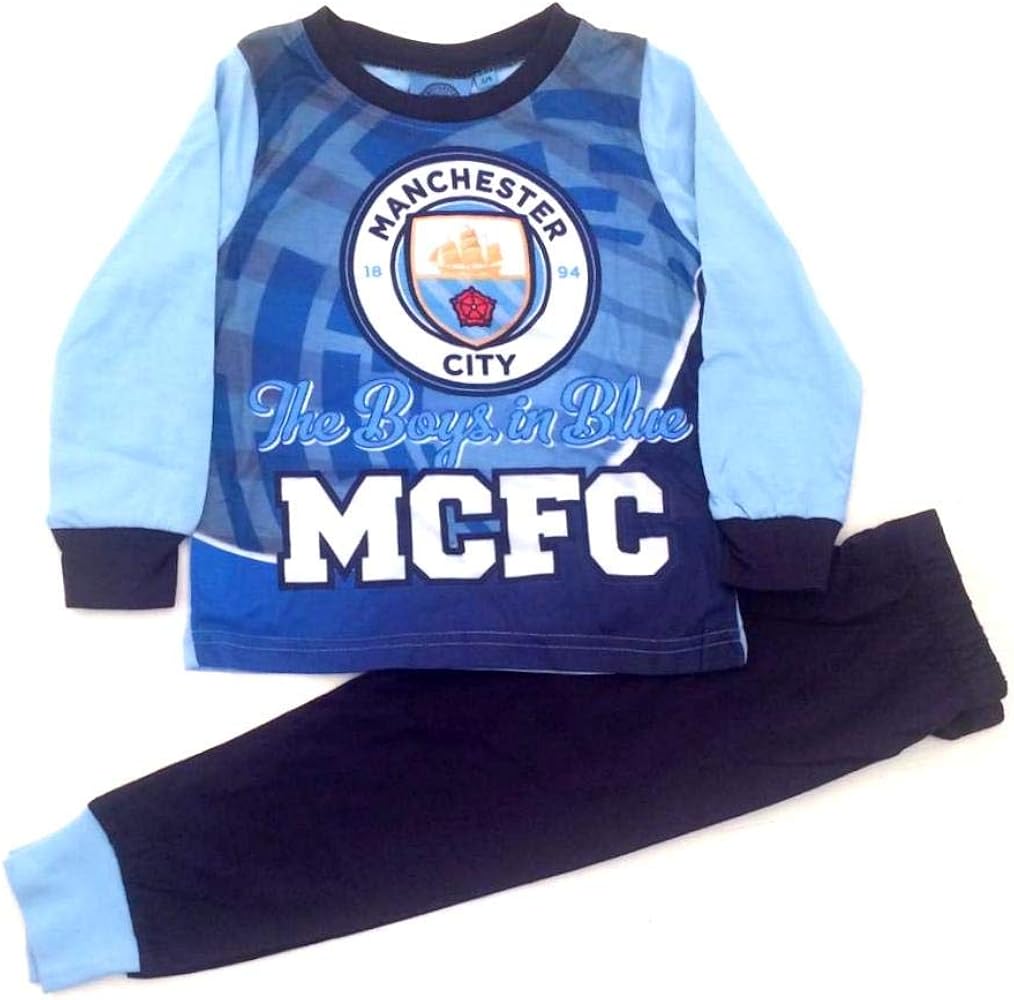 Boys Manchester City FC Pyjamas - Ages 3-12 yrs (5/6yrs) Blue: Amazon ...