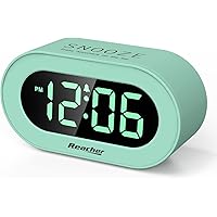 Amazon.com: REACHER Kid's Alarm Clock for Bedroom, Mint Green LED Digit ...