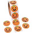 Amazon.com: Jack o Lantern Pumpkin Face Halloween Roll Stickers ~ 100 ...