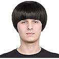 Amazon.com: JoneTing Black Mushroom Wig【+Wig Cap】 Bowl Cut Wig Men for ...