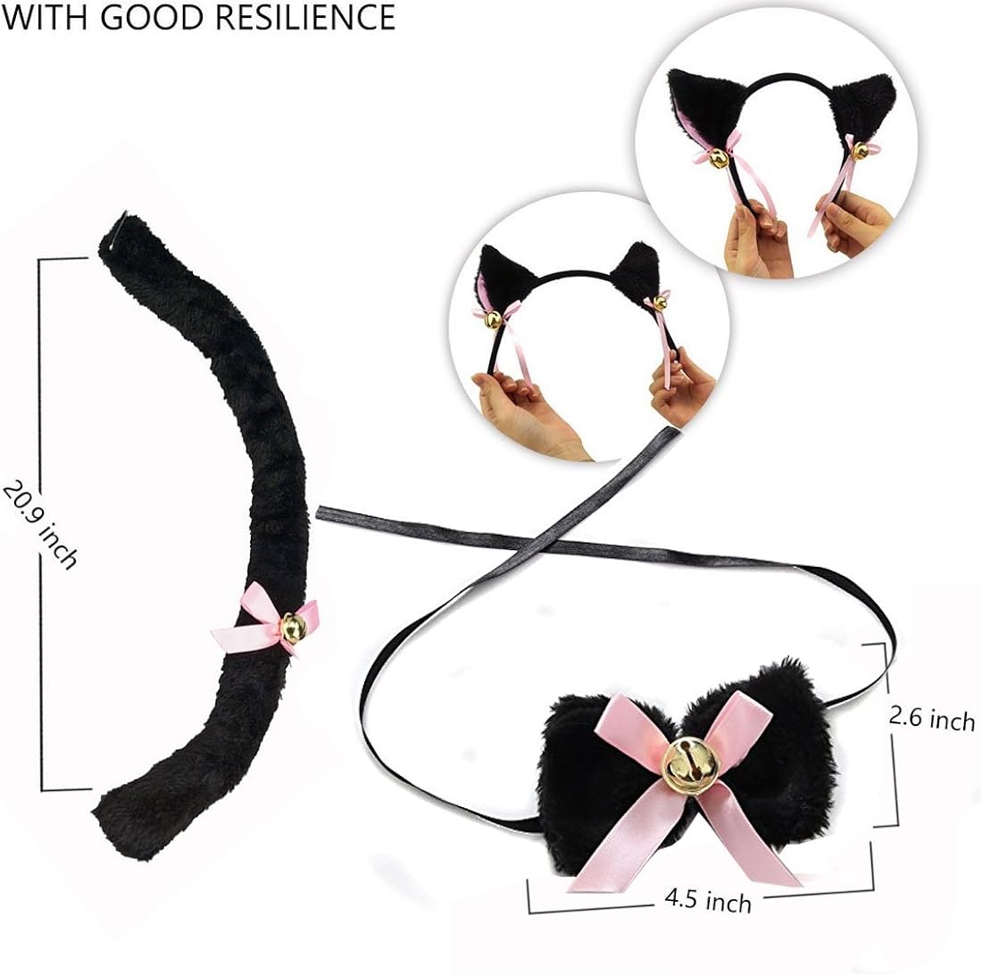 Adult Cat Costume Tail Ears Collar Paws Gloves Anime Cat Cosplay Set ...