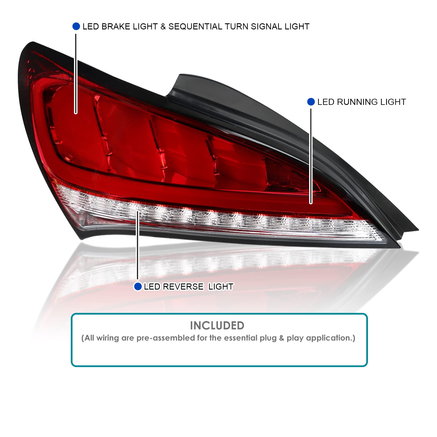 Mua Spec-D Tuning Red Lens Sequential LED Bar Tail Lights Compatible ...