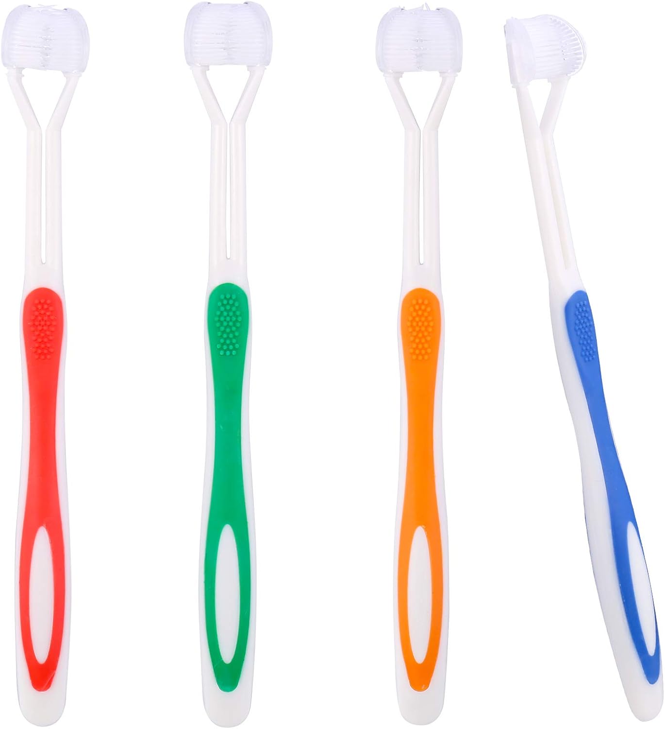 Firtink 4 Pcs 3 Sided Autism Toothbrush Three Bristle Travel Toothbrush ...