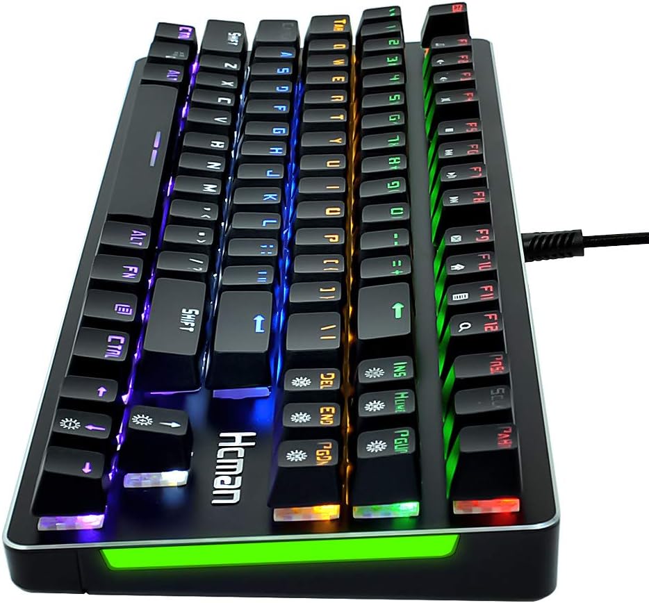 Hcman Mechanical Keyboard 87 Key Compact Gaming Keyboard,21 LED Backlit ...