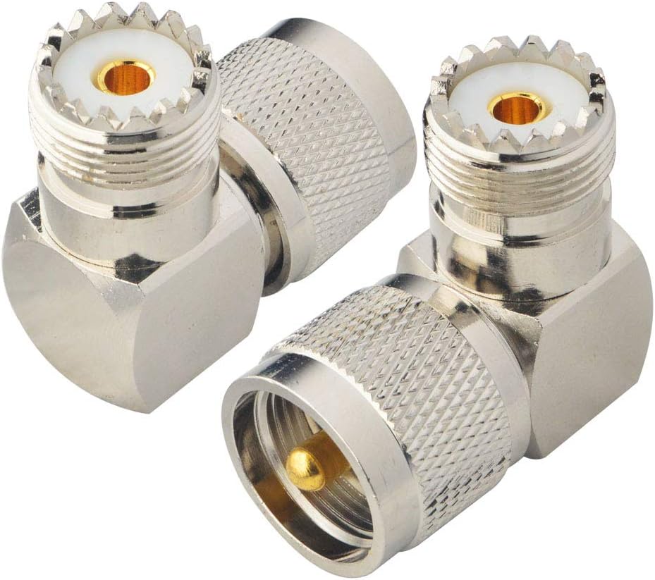 BOOBRIE Connecteur UHF Connecteur Coaxial à Angle Droit Fiche Mâle UHF PL259 à Jack UHF Femelle ...
