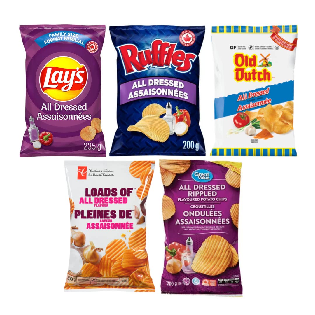 Mua All Dressed Potato Chips Variety Pack of 5, Lays, Ruffles, Old ...