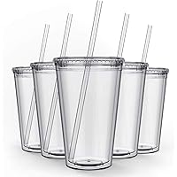 Amazon.com: Maars Drinkware Bulk Double Wall Insulated Acrylic Tumblers with Straw and Lid (Set ...