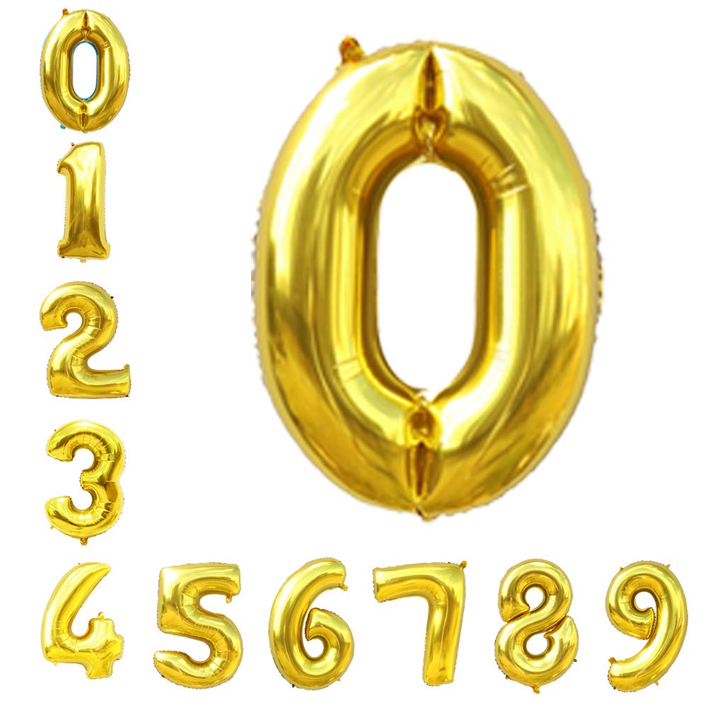 Amazon.com: Gold Number Balloons 40inch Helium Birthday Balloons Foil ...
