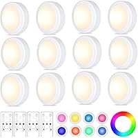 Cadrim Puck Lights, LED Color Changing Puck Lightings and Dimmable Under Cabinet Lights Battery ...