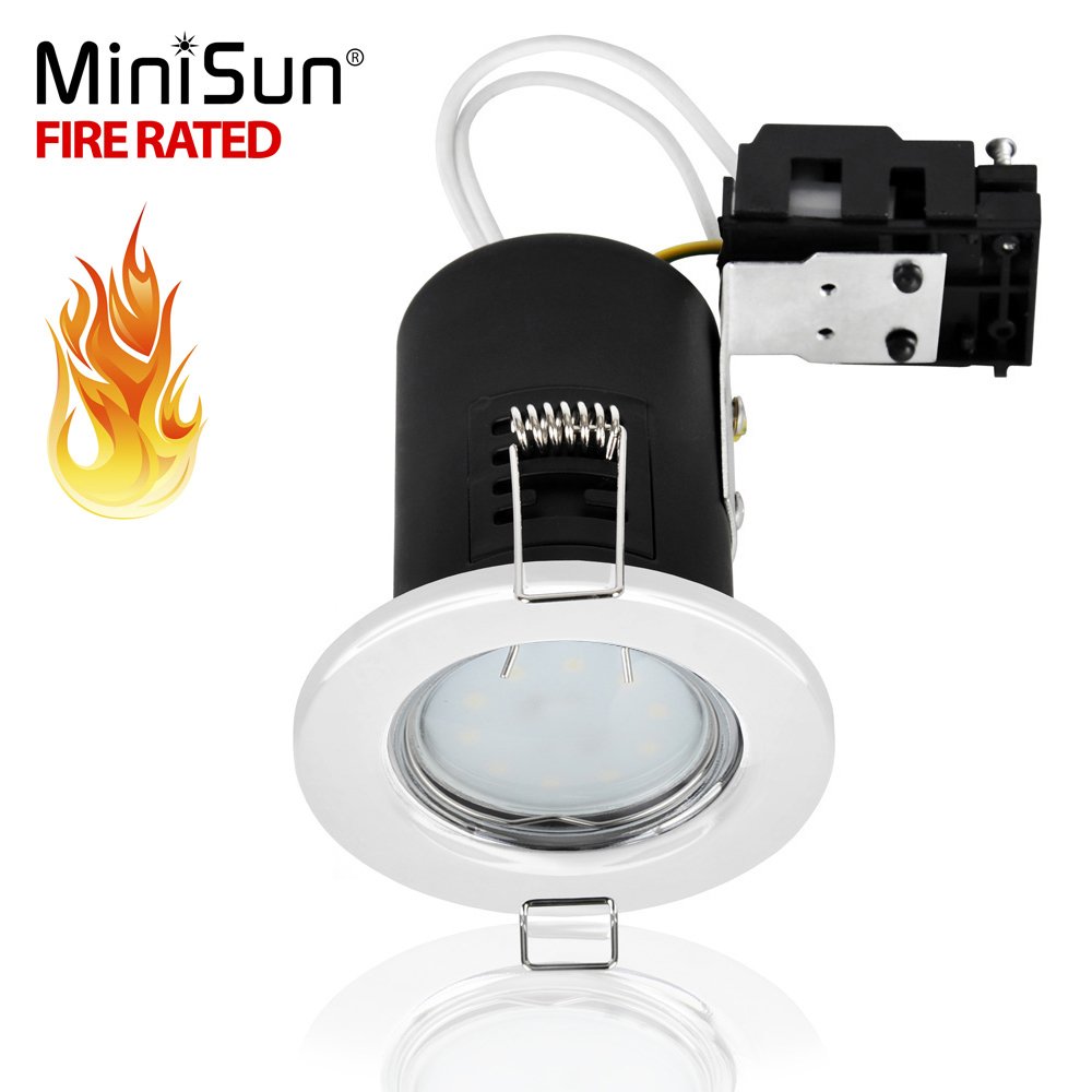MiniSun Fire Rated White Recessed GU10 Ceiling Downlight - Complete ...