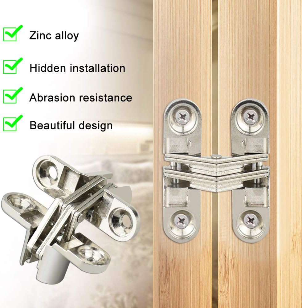PERFETSELL 2 PCS Hidden Hinges Invisible Concealed Cross Hinges 180 ...