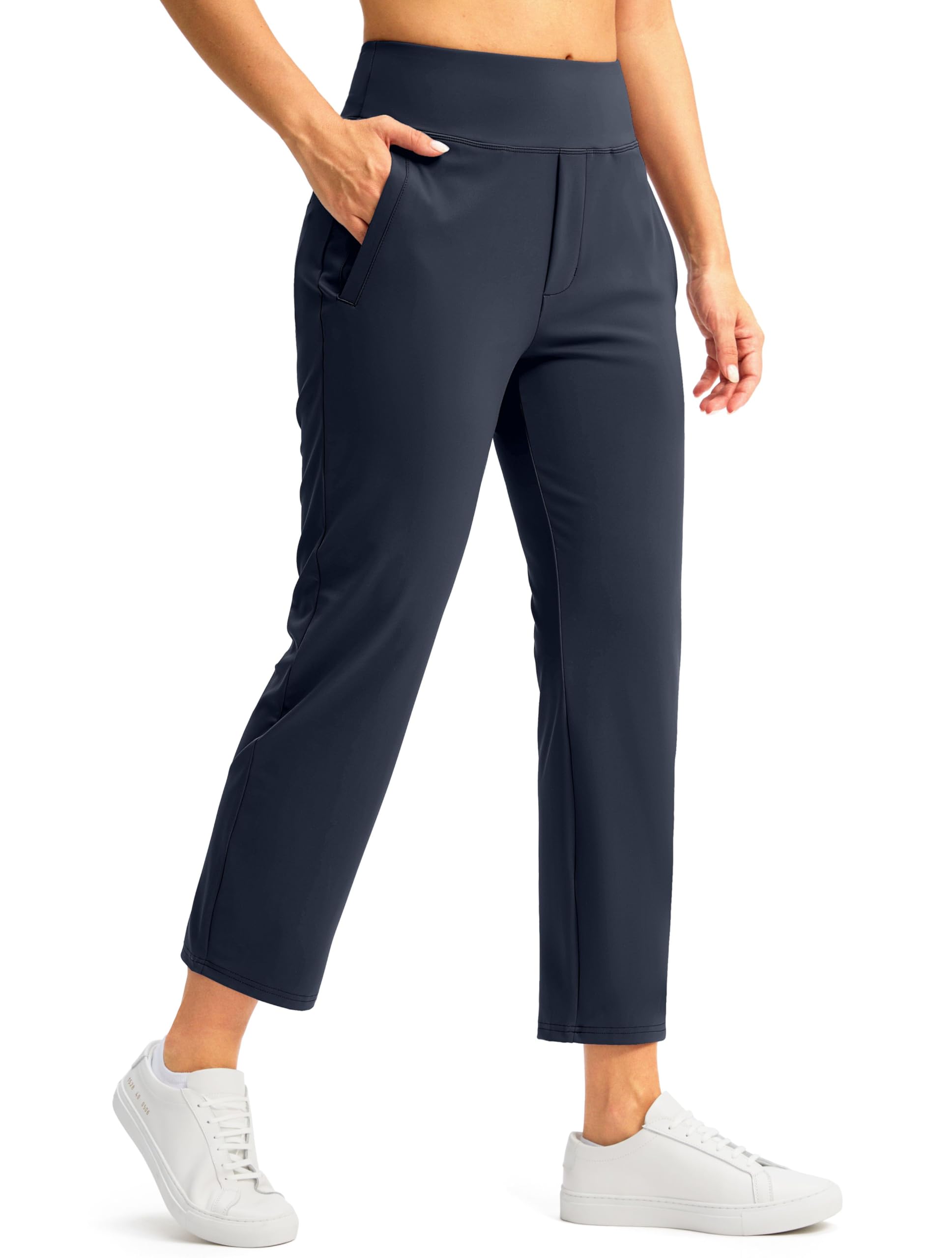 SANTINY Women's Pants with 3 Pockets 7/8 High Waisted Stretch Ankle ...