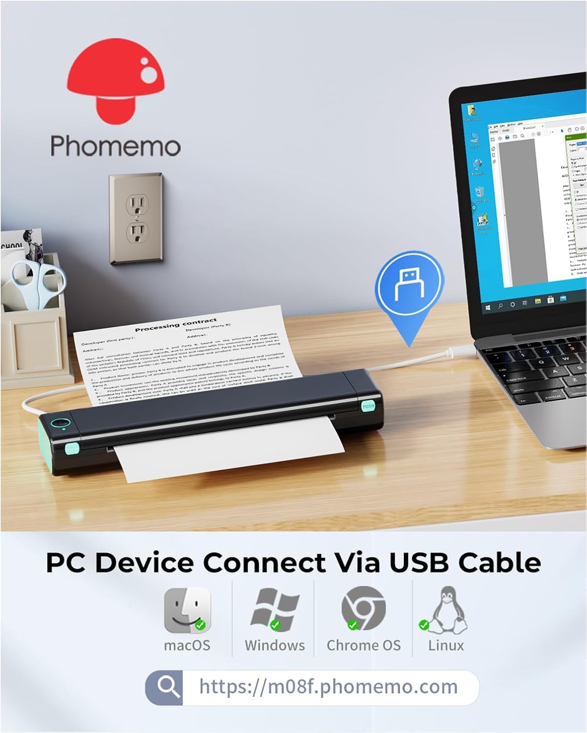 Mua Phomemo Portable Printers Wireless for Travel, M08F Thermal ...