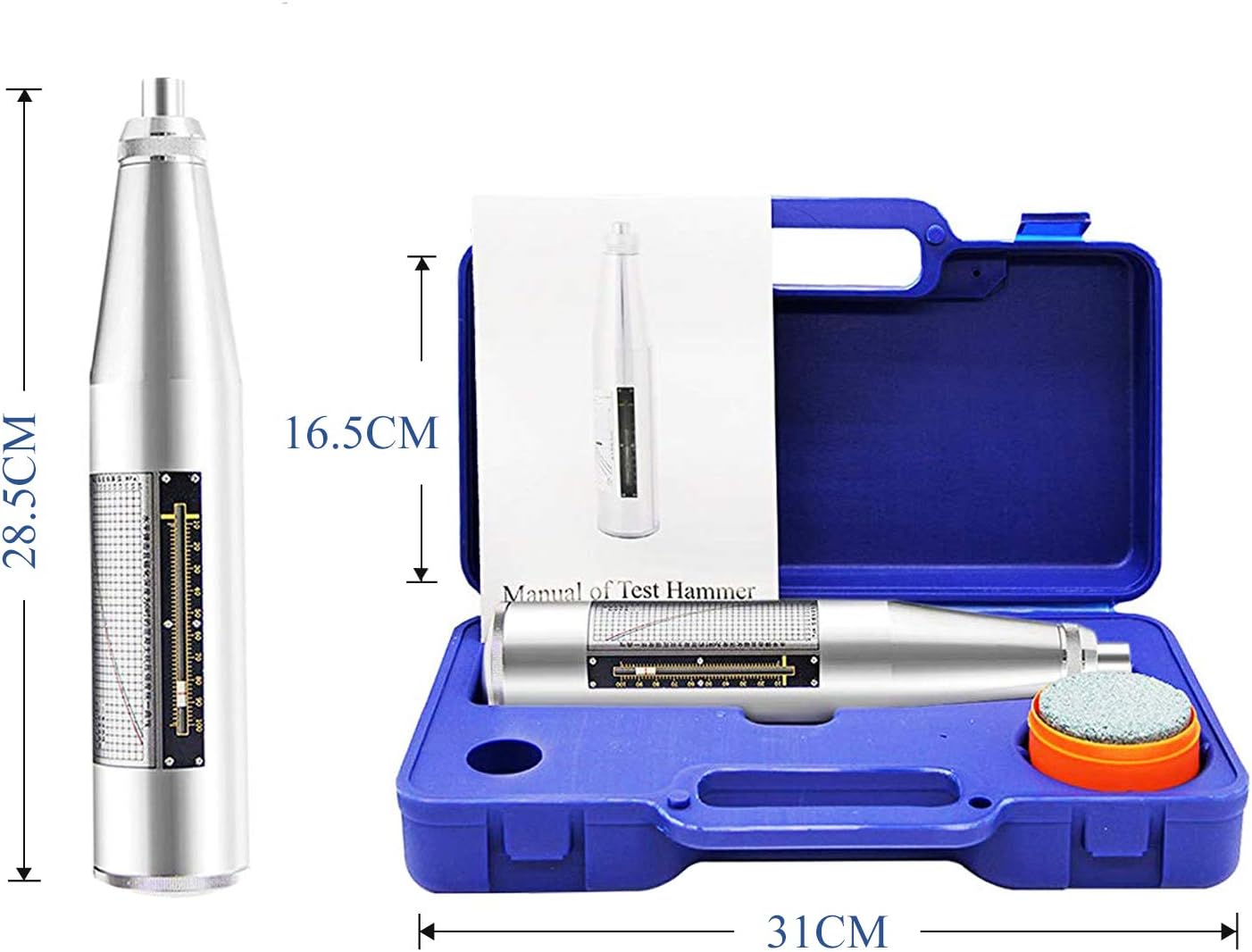 NEWTRY Portable Concrete Rebound Hammer Tester Resiliometer Hammer Test ...