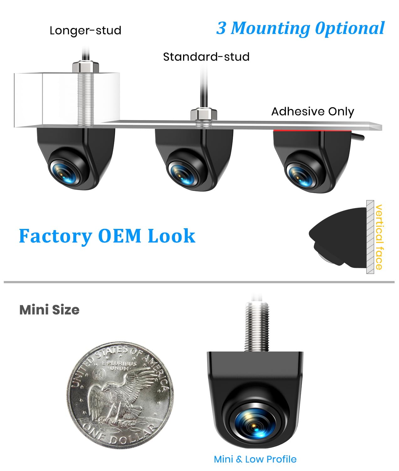 Mua AUTO-VOX 180° Front/Backup Camera, OEM Mini Style, Screw-Free Easy ...