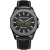 Amazon.com: Perry Ellis Solar Powered Mens Watch | Vegan Leather Water ...