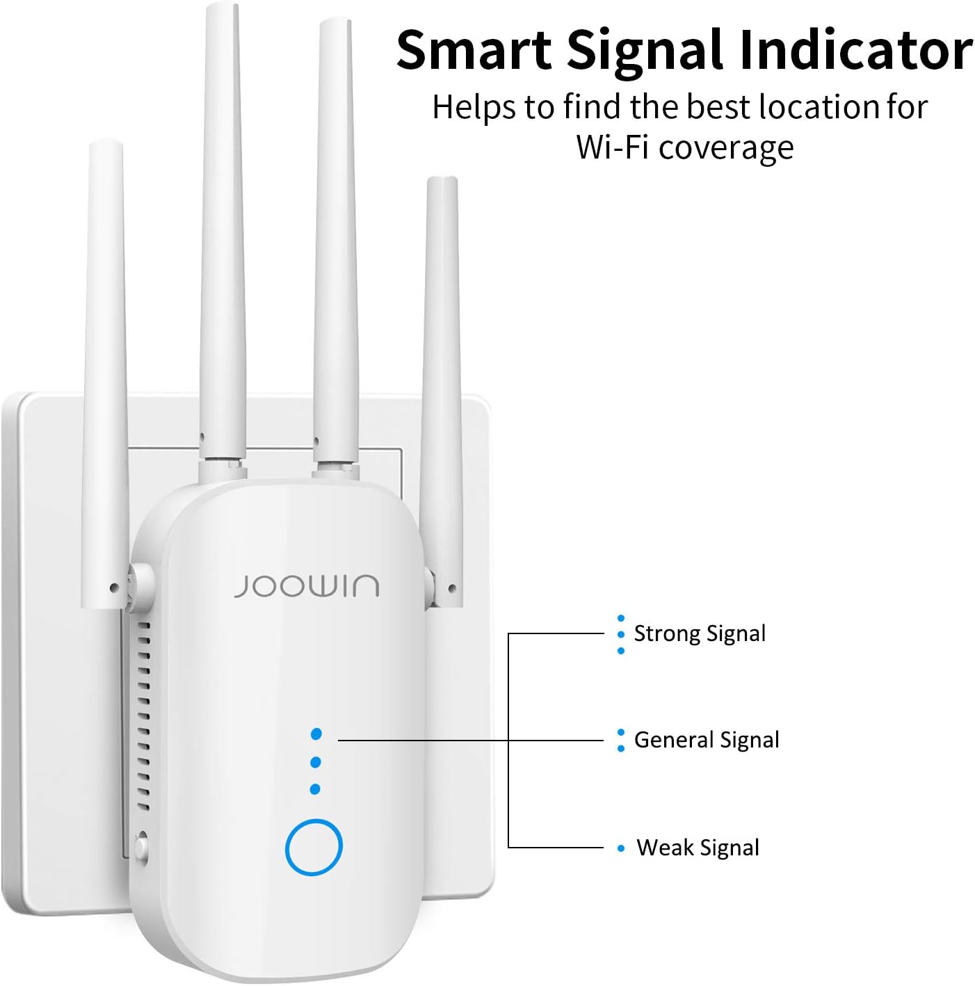 JOOWIN WiFi Booster WiFi Range Extender 1200Mbps Dual Band 2.4GHz ...