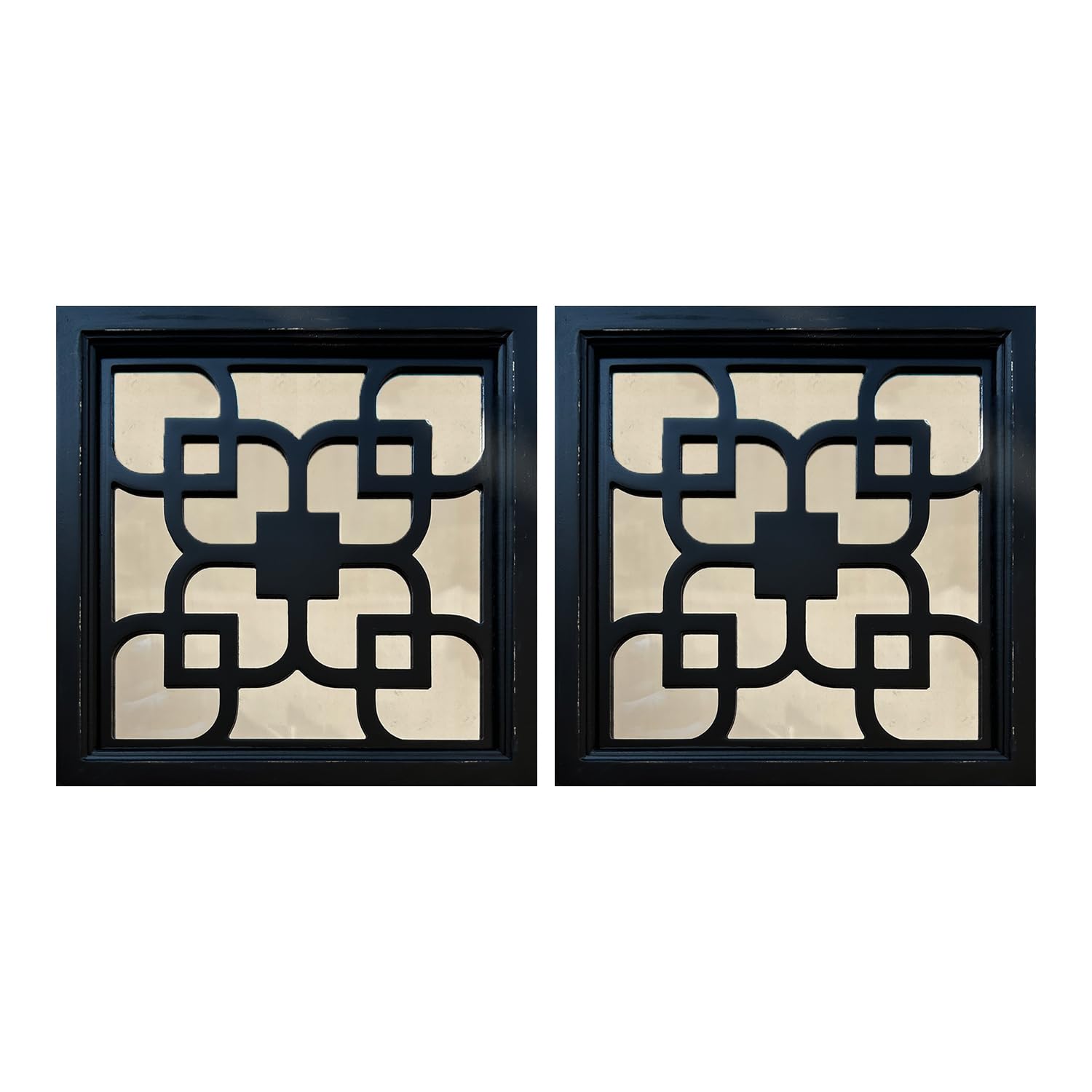 XIAOAIKA Distressed Rustic Farmhouse Entry Geometric Mirror Set of 2 ...