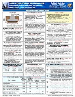 2021 International Building Code (IBC) Quick-Card: Builders Book, Inc ...