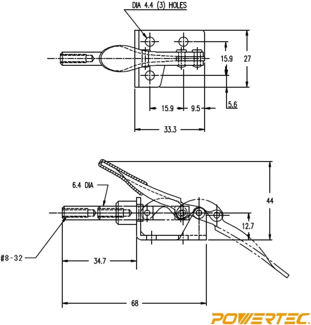 POWERTEC 20323 Push/Pull Quick-Release Toggle Clamp, 100 lbs Capacity ...