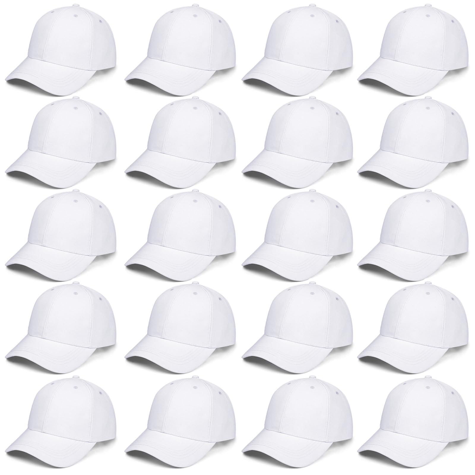 Tergy 20PCS Blank Baseball Caps Adjustable Back Strap Golf Dad Hat for ...