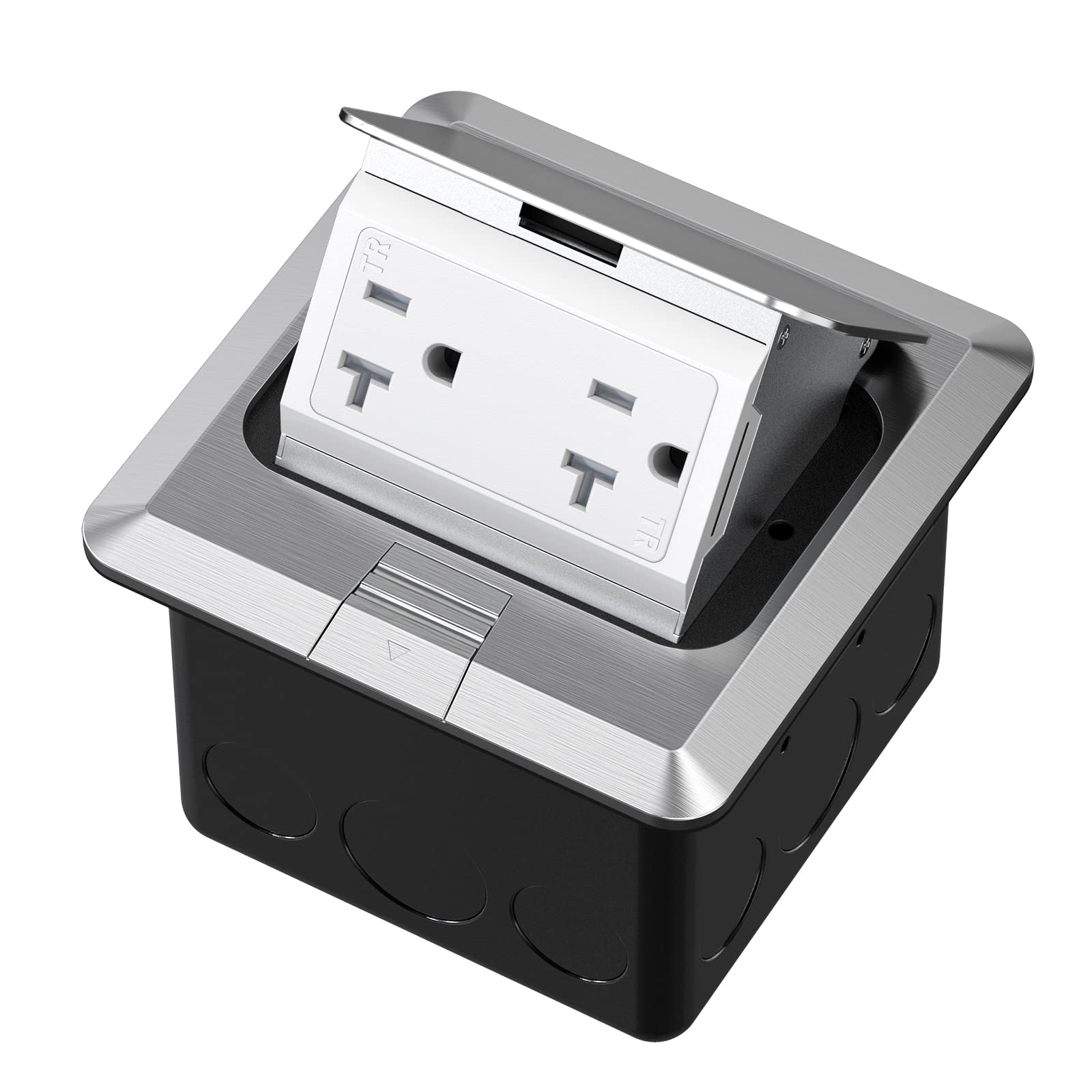 KYHSHJ Pop Up Floor Electrical Outlet Box Kit?20 Amp Stainless Steel TR ...