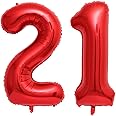 Amazon.com: 40 Inch Red Number 21 or 12 Balloons Giant 12 Balloons Red ...