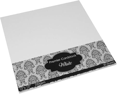 Craft UK 2019 12 x 12 inch 250gsm Premier Card - White (pack of 20 ...