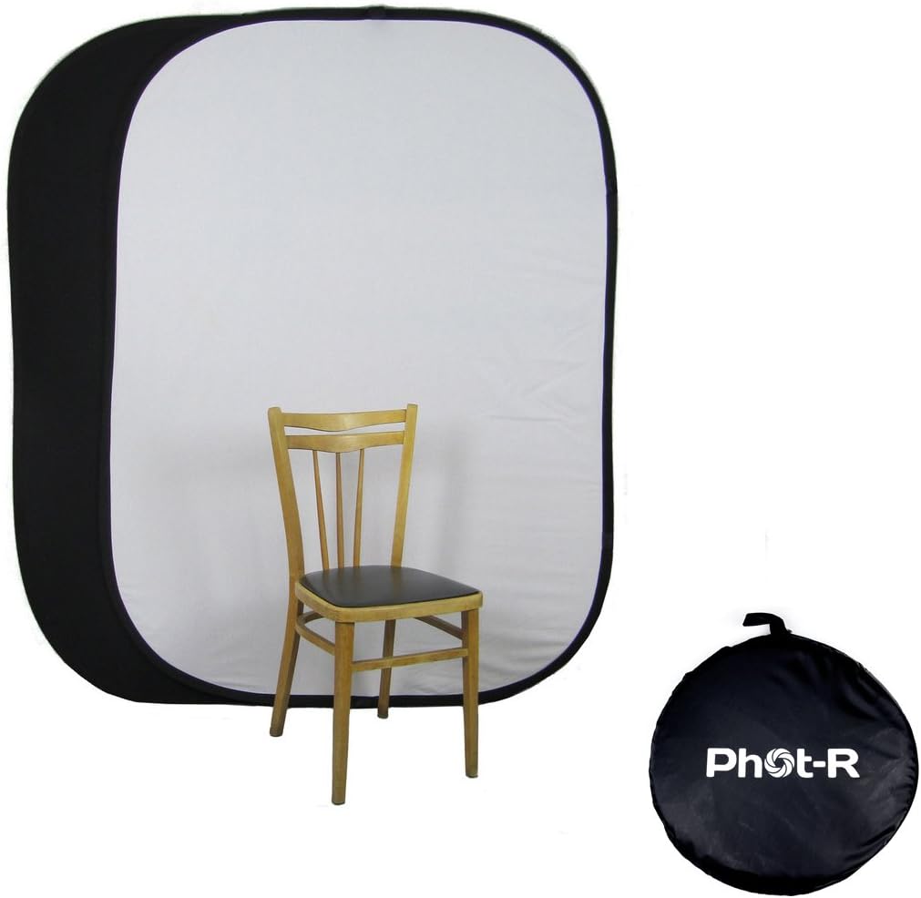Phot-R 150x200cm Black & White Collapsible Double Sided Background ...