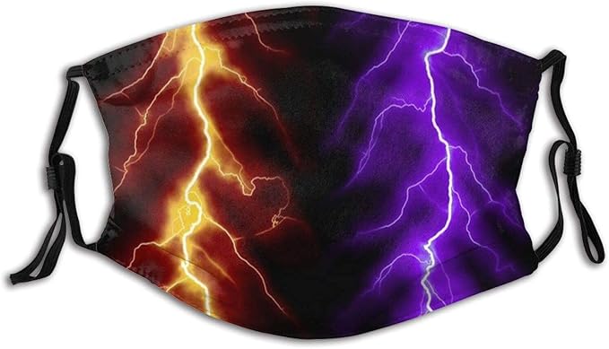 Lightning Face Mask with 2 Pcs Filters,Fantasy Mask Reusable Washable ...