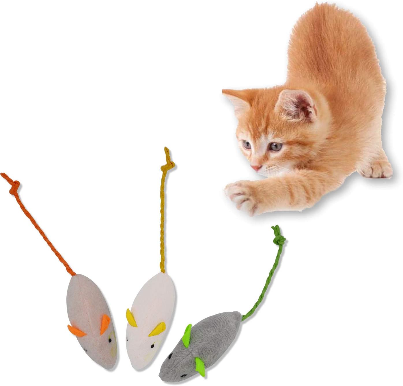 Xfantong Cat Toy Mouse, 3 Pack Cat Toys Catnip Mice for Interactive Cat ...