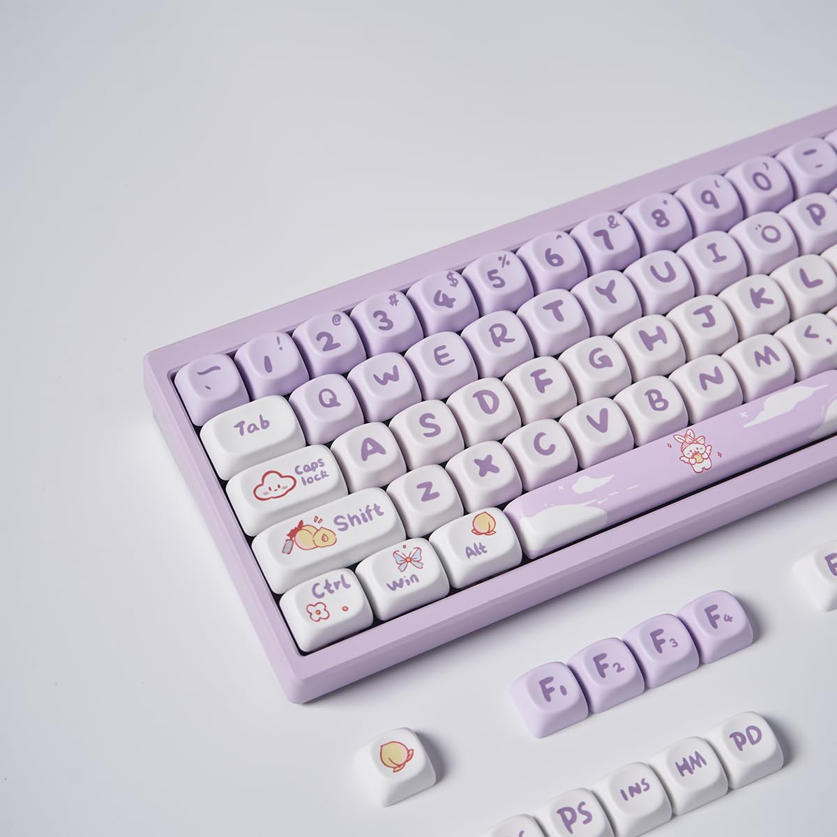 Mua Purple Keycaps PBT MOA Profile Round Cute Mechanical Keycap Set 142 ...