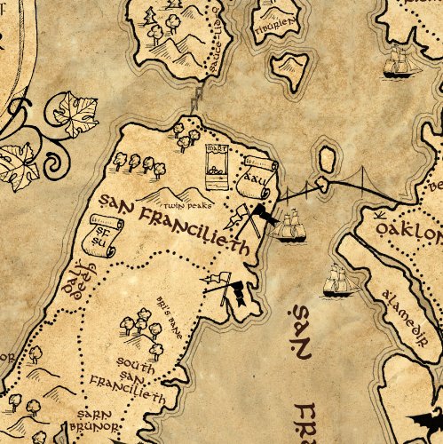 Fantasy Map of Silicon Valley, 18 X 24 Inch Art Poster, Silidor Valley ...