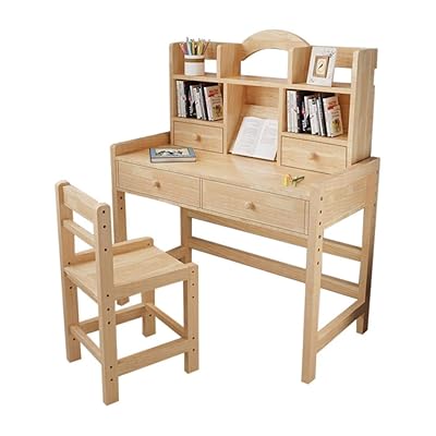 Buy Adjustable Height Wooden Student Desk and Chair Set with Drawers ...