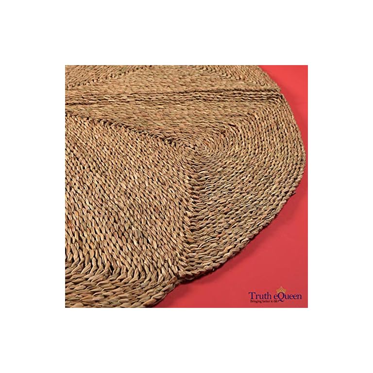 Handmade Rattan Rug | Natural Round 4 ft Indoor | Area Rug 4', Natural ...