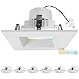 NuWatt 4 Inch MR16 LED Retrofit Recessed Lighting Square Trim, 27K/30K/35K/40K/50K 5CCT ...