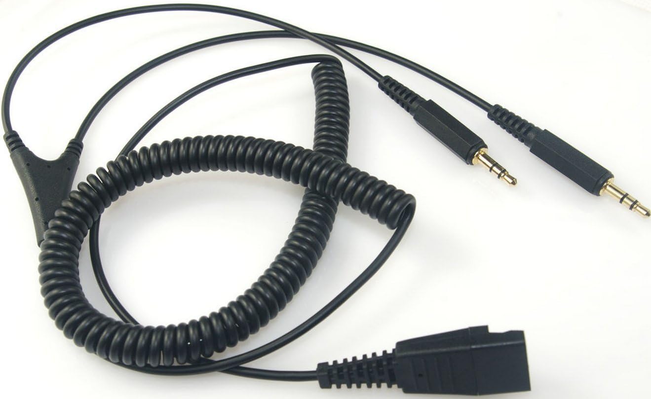 GN Netcom QD Cable PC/Computer Coiled Cord Quick Disconnect to Dual 3 ...