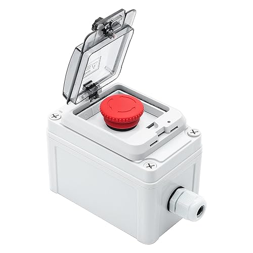 GUETNEU IP67 Waterproof Push Button Switch Box Mushroom Emergency Stop ...