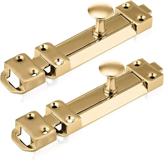 XFORT® 2 Pack Polished Brass Door Bolt, Surface Mounted Sliding Door ...