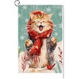 Amazon.com : Winter Cat Garden Flag 12x18 Vertical Double Sided ...