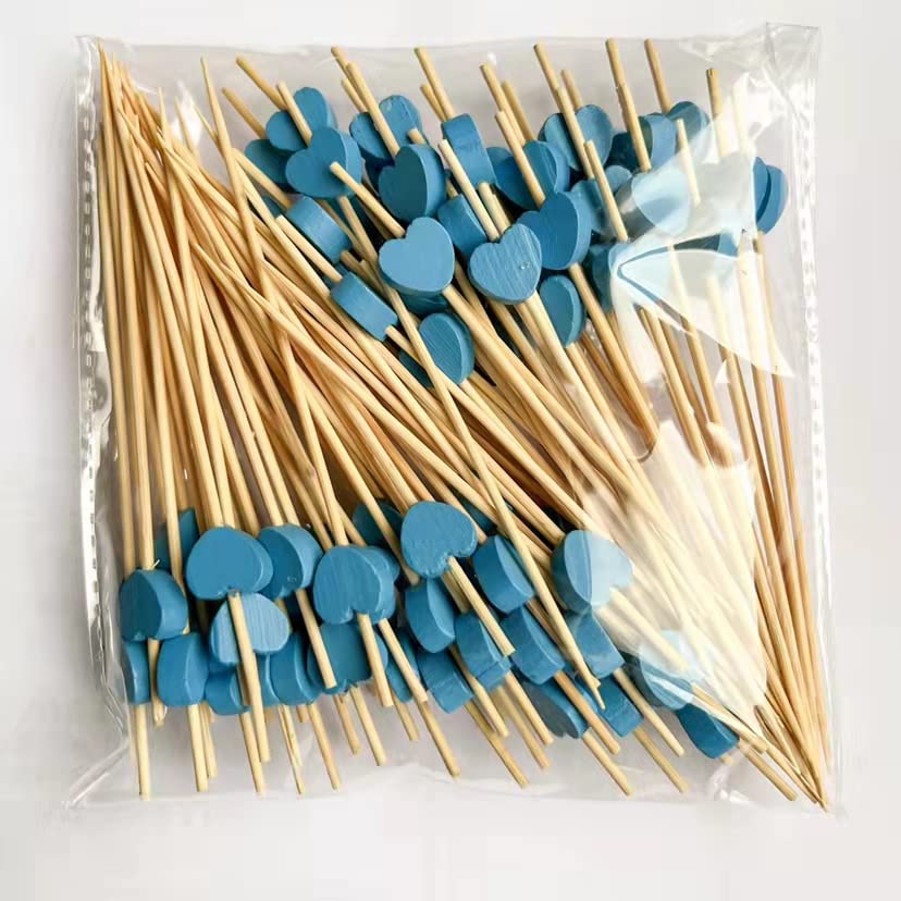 Amazon.com | 100 Pack Fruit Toothpicks, Heart-Shaped Bamboo Cocktail ...