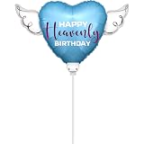 Amazon.com: Heavenly Balloons on a stick Happy Heavenly Birthday blue ...