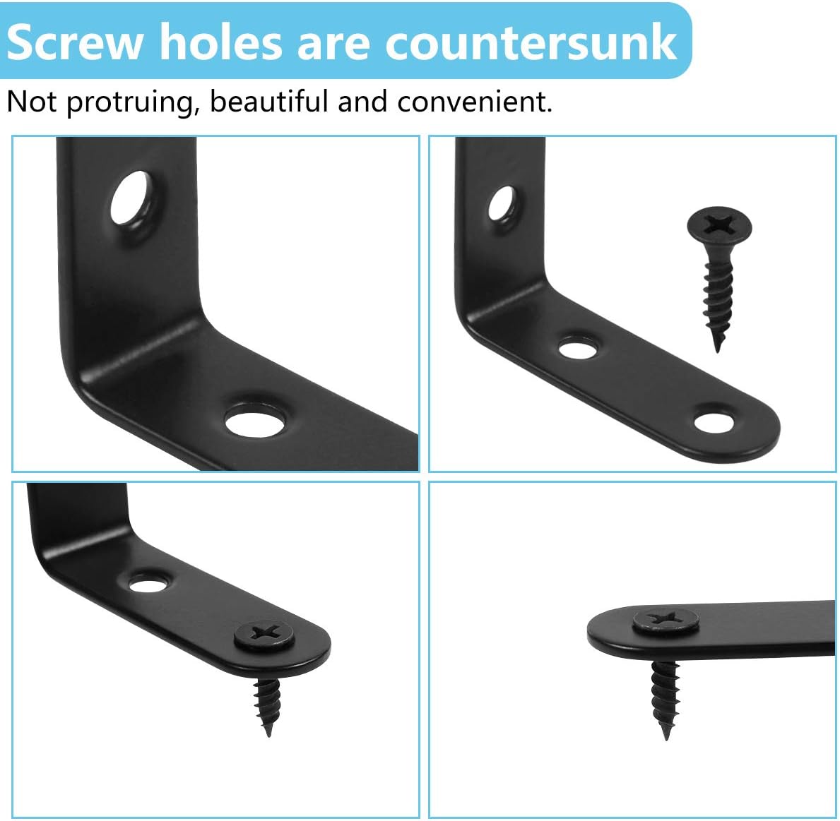 12 PCS Black L Bracket, 50mmx50mmx16mm Stainless Steel Heavy Duty ...