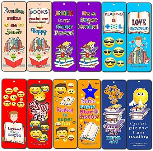 Creanoso Smiley Face Bookmarks Cards for Kids (12-Pack) - Emoji ...