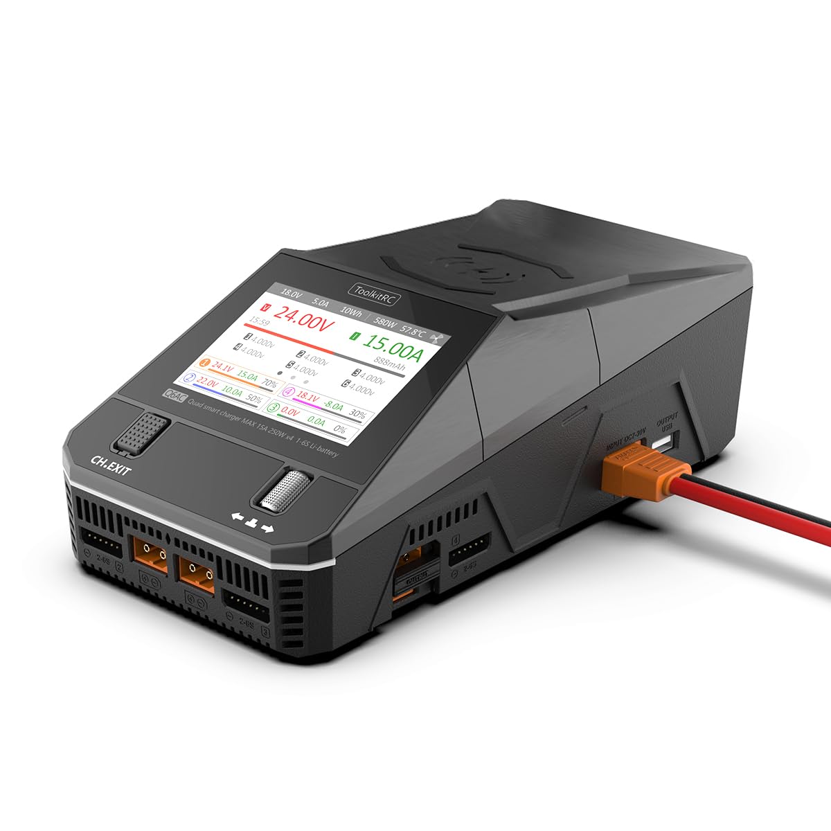 ToolkitRC Q6AC Quad Smart Charger 250W/15A AC/DC 4 Port RC LiPo Charger ...