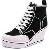 Amazon.com | Mei MACLEOD Womens Wedge Sneakers High Top Booties Lace Up ...