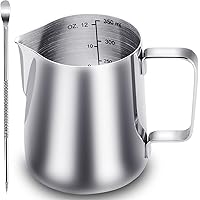 Amazon.com: CAMKYDE Stainless Steel Milk Frothing Pitcher 12 oz, Espresso Steaming Pitcher with ...
