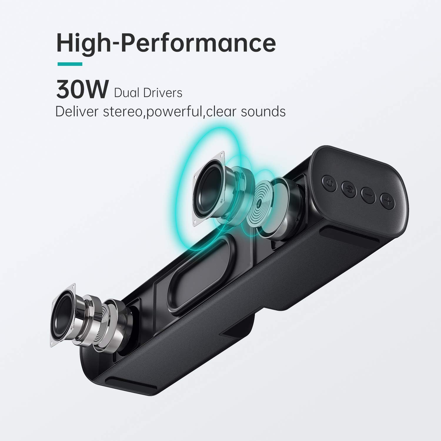 Soundbar,SAKOBS 16-Inch 2.0 Sound bar,105dB,3D Surround Sound,Wired ...